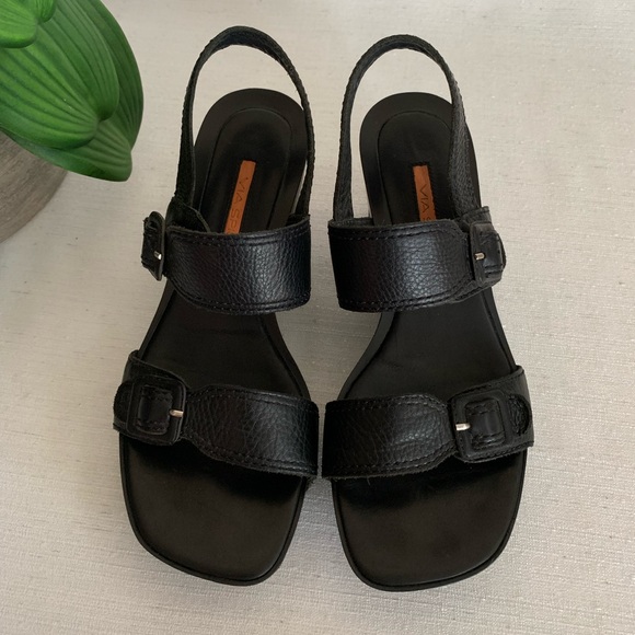 Via Spiga | Shoes | Via Spiga Black Leather Platformed Wedges Womans 65m | Poshmark